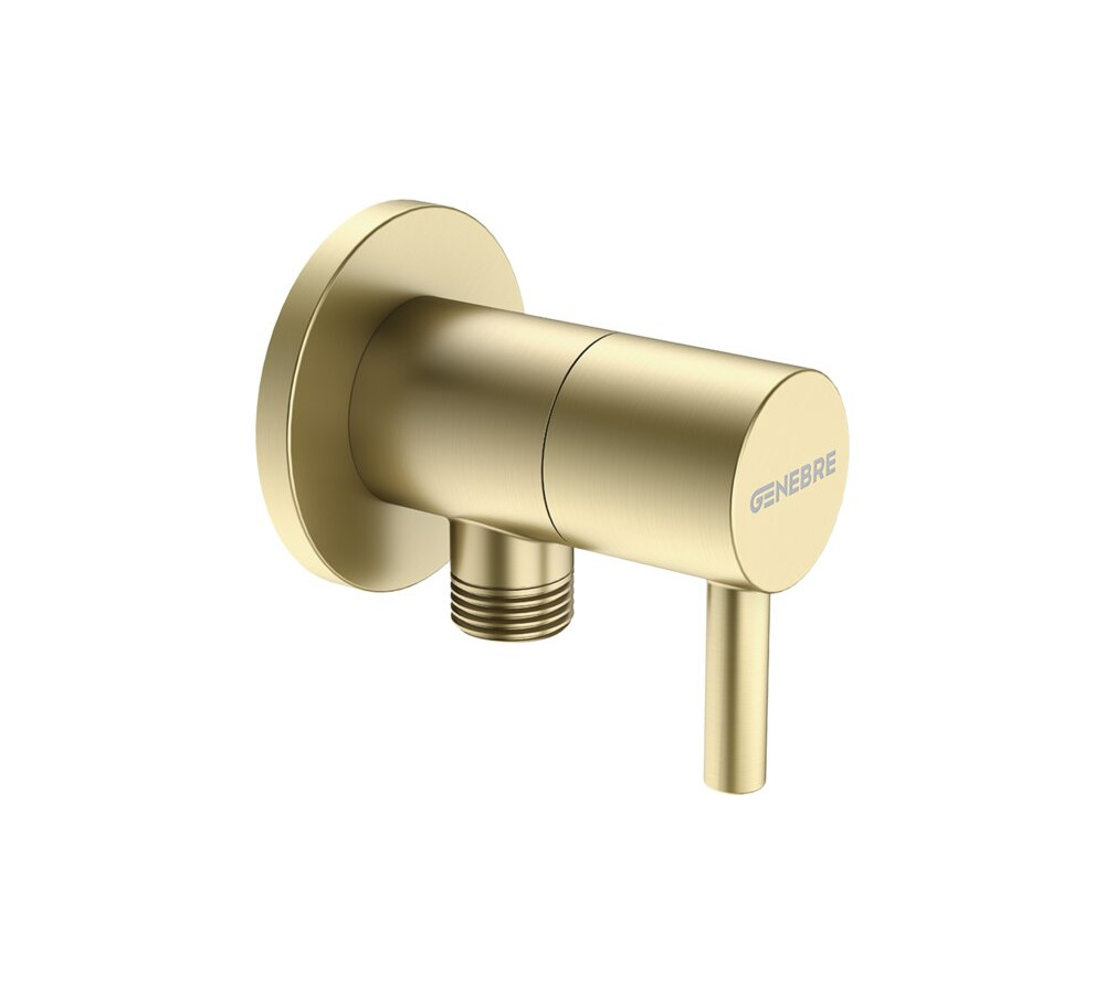 GENEBRE: BRUSHED PVD GOLD ROUND ANGLE VALVE 3/8"