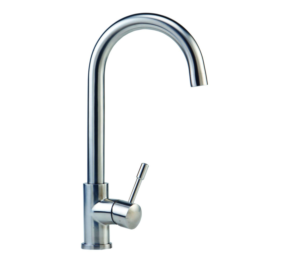 GENEBRE: TAU Stainless steel single lever sink mixer with swan pipe